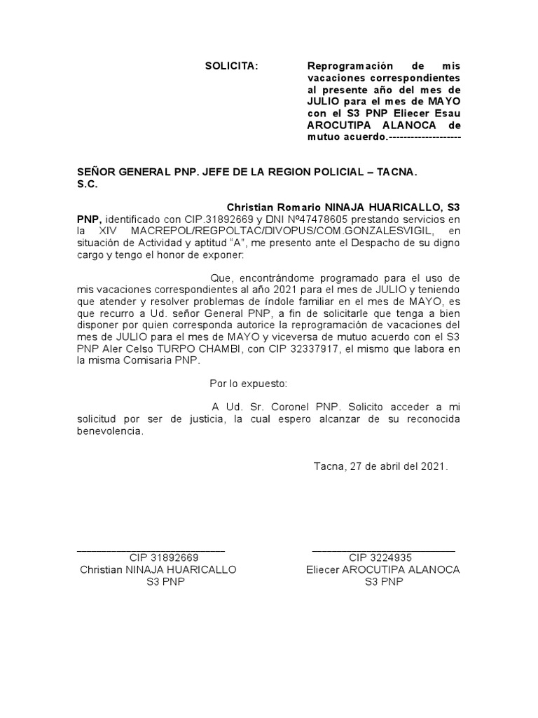 Solicitud Permuta | PDF
