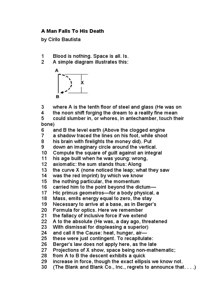 A Man Falls To His Death by Cirilo Bautista | PDF | Mind | Death