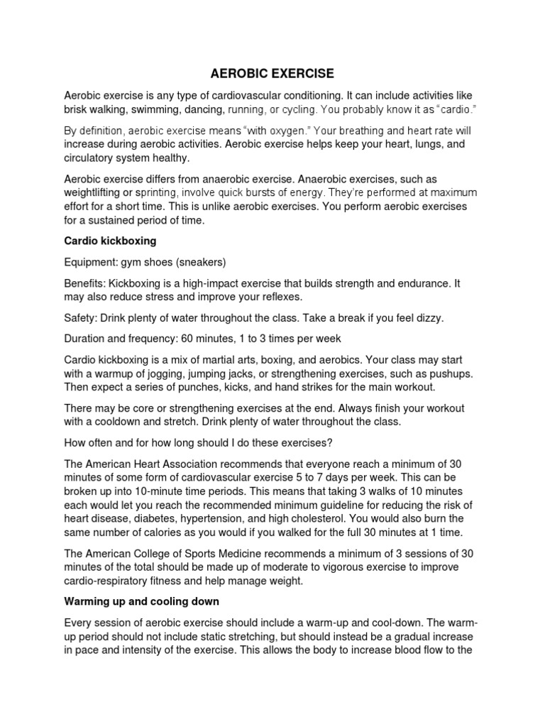Aerobic Exercise Examples | PDF | Aerobic Exercise | Physical Fitness