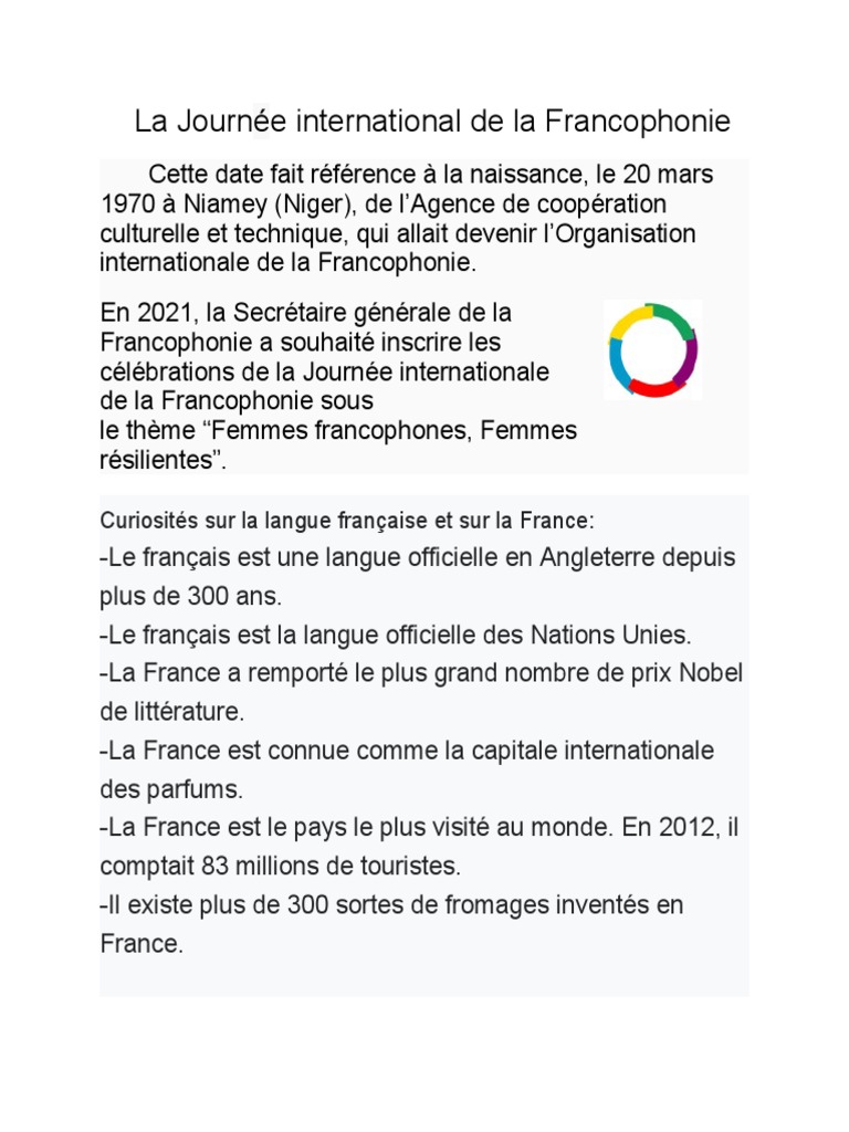 Journée internationale de la Francophonie | PDF