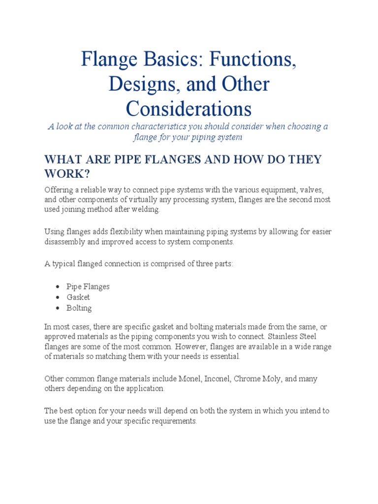 Flange Basics: Functions, Designs, and Other Considerations: What Are ...