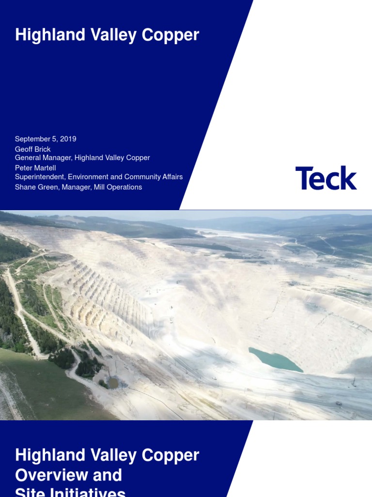 Teck Highland Valley Copper Site Visit 2019 HVC Presentation | PDF ...