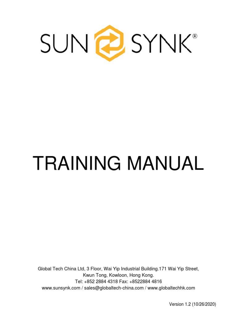 Training Manual Sunsynk v1.2 | PDF | Power Inverter | Solar Panel