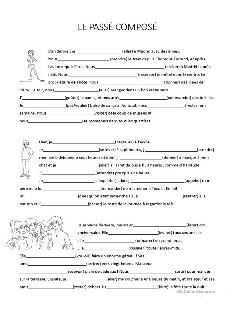 Texte A Trous Le Passe Compose Exercice Grammatical | PDF