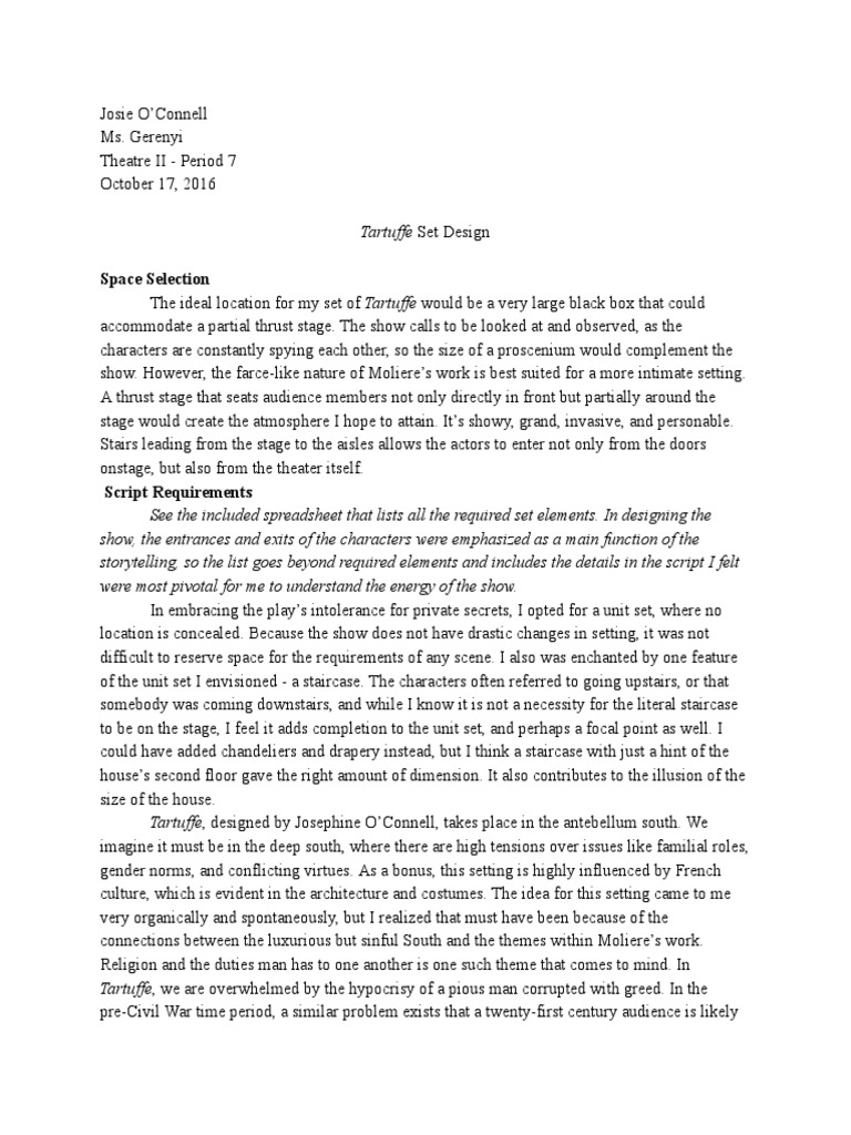 Set Design Tartuffe | PDF | Design | Theatre