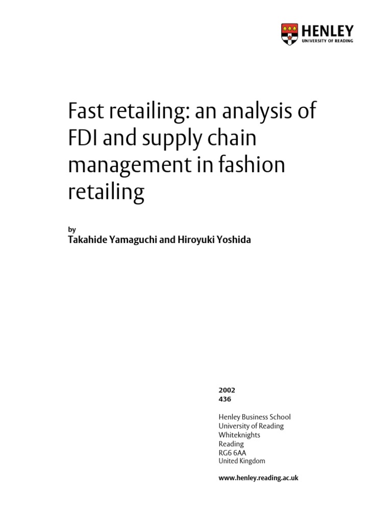 Fast Retailing: An Analysis of FDI and Supply Chain Management in ...