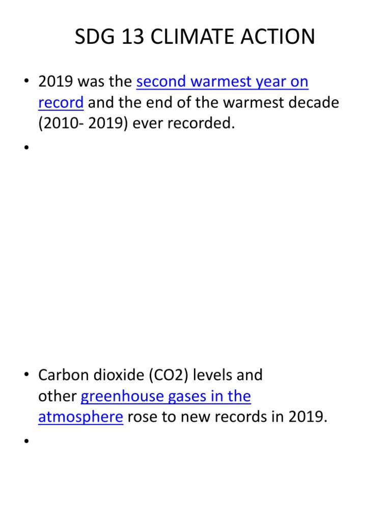 SDG 13 Climate Action: Second Warmest Year On Record | PDF | Climate ...