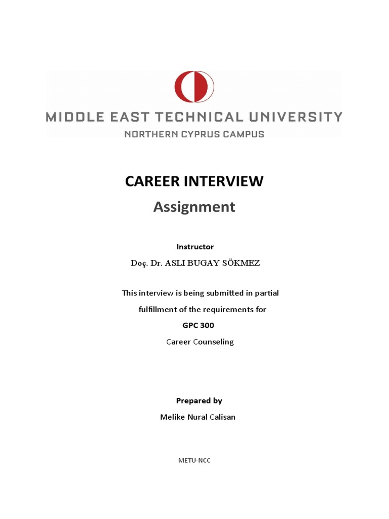 Career Interview: Assignment | PDF | School Counselor | Master's Degree