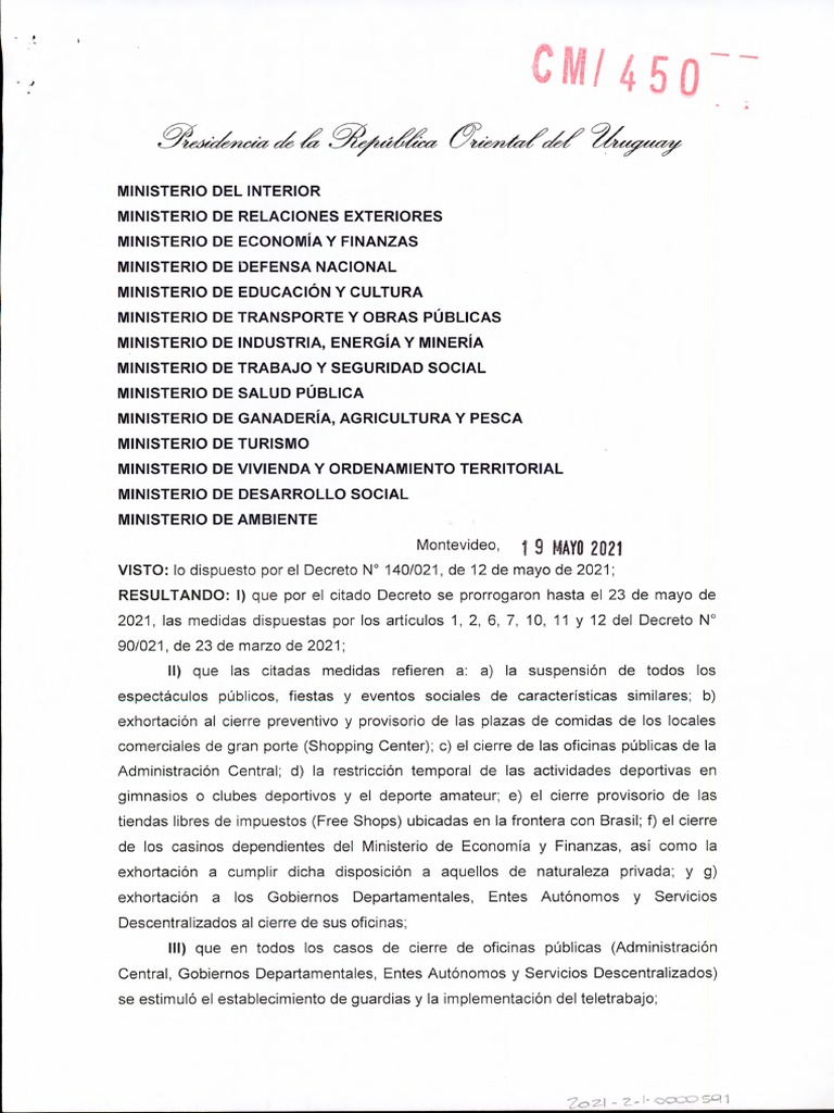 Extensión de Medidas de Reducción de Movilidad - 19-05-2021 | PDF ...