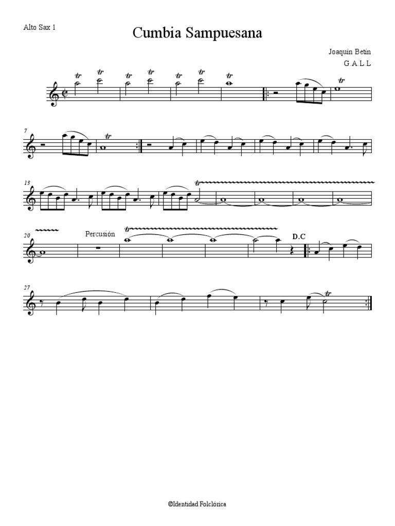 Cumbia Sampuesana - Alto Sax 1 | PDF