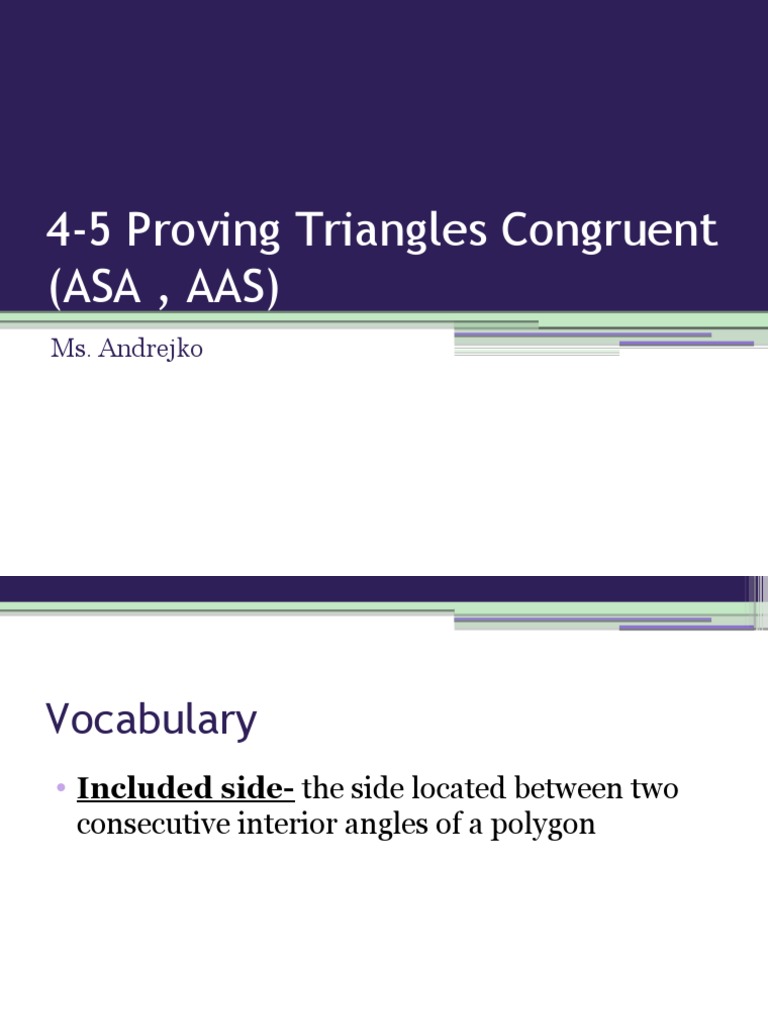 ASA Triangle Congruence Explained | PDF | Teaching Methods & Materials