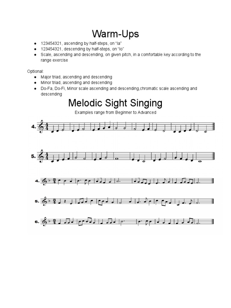 Audition Materials Rhythmic and Melodic Sight Singing | PDF