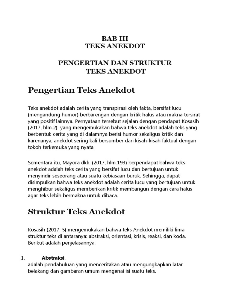 PENGERTIAN, STRUKTUR T Anekdot | PDF