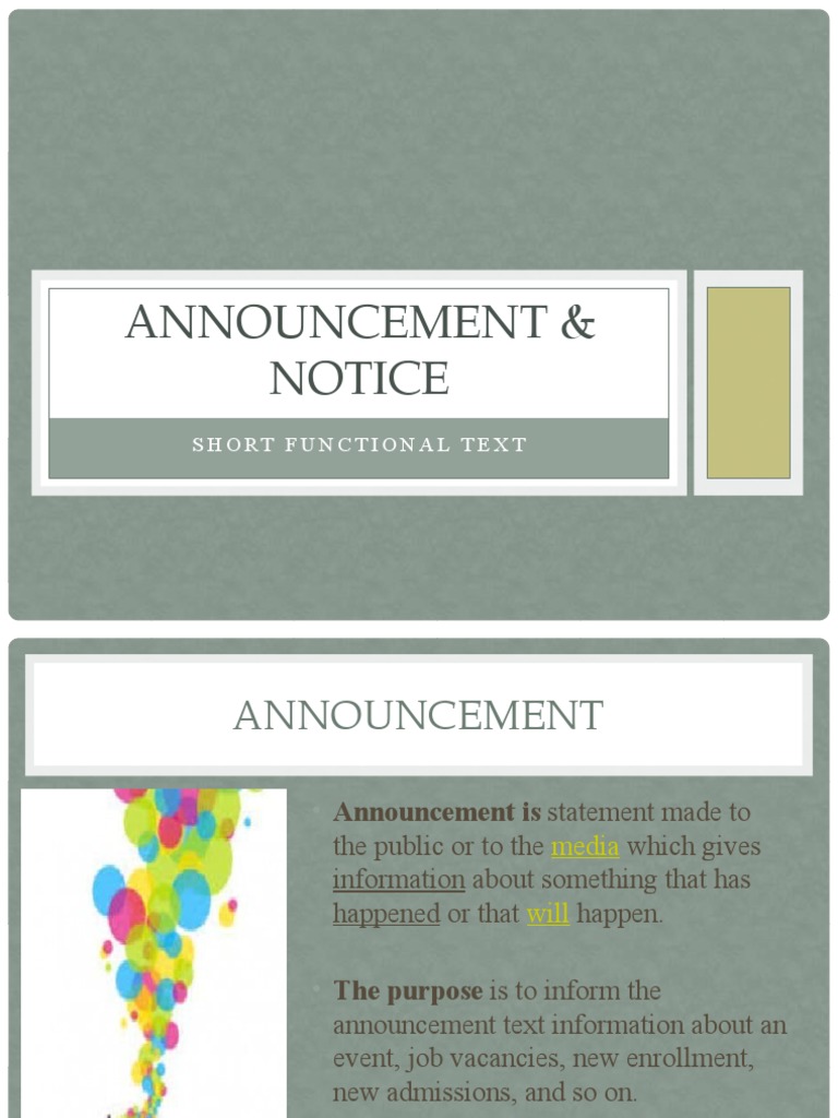 Announcement & Notice | PDF
