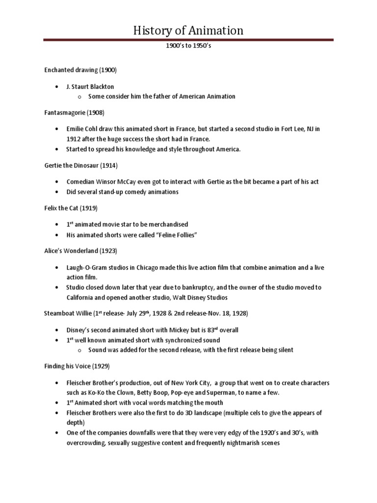 History of Animation Part 1 | PDF | Animation | Cartooning