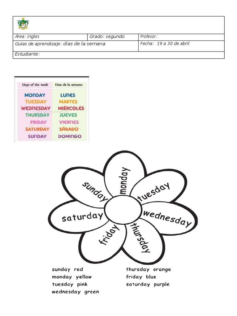 Actividades de inglés para segundo grado | PDF