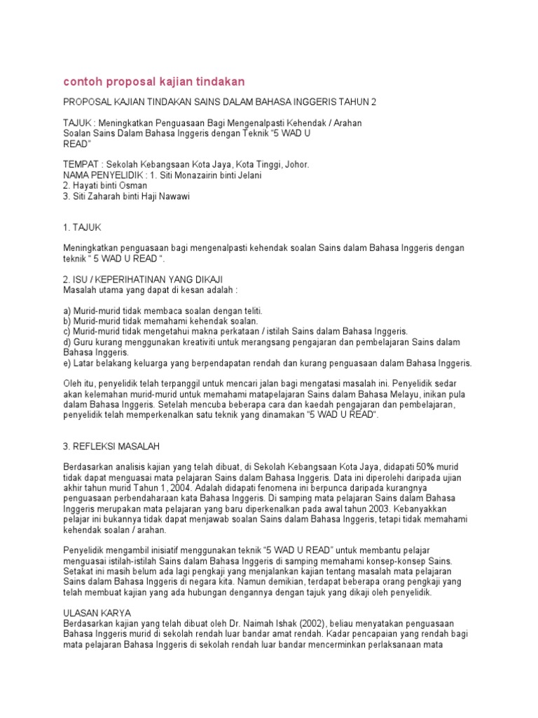 Contoh Proposal Kajian Tindakan | PDF
