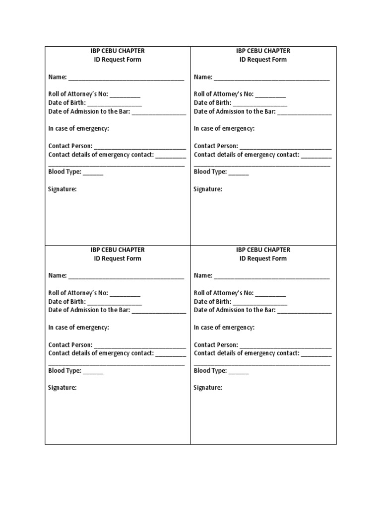 Ibp Cebu Chapter ID Request Form Ibp Cebu Chapter ID Request Form | PDF