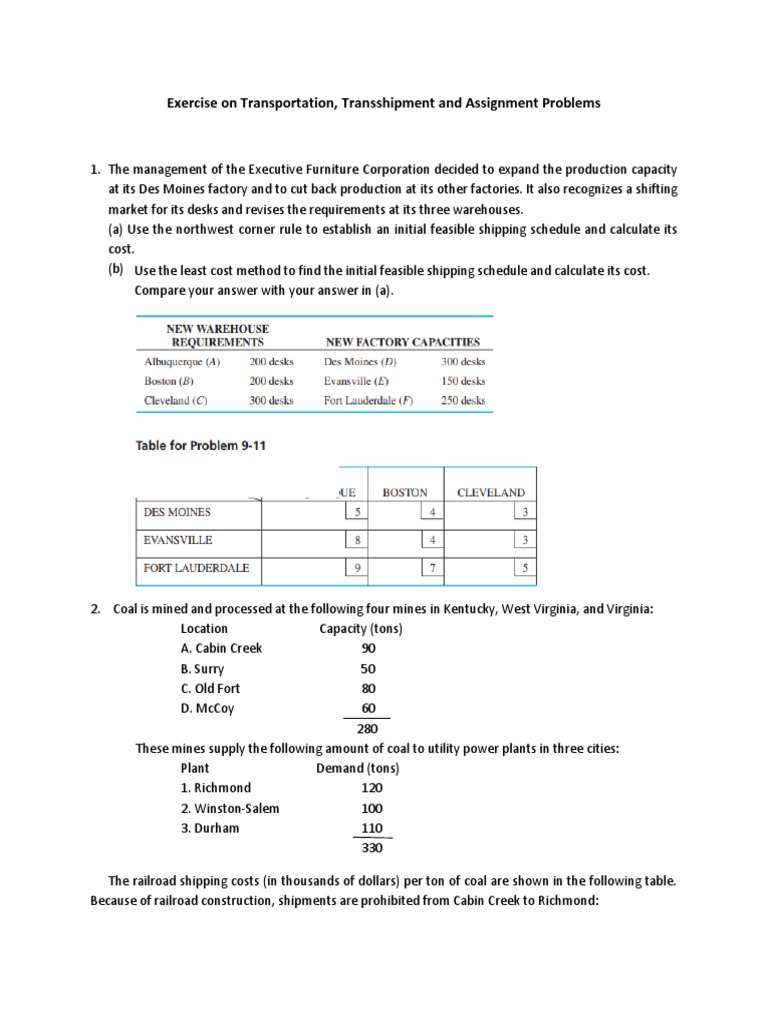 Optimizing Resource Allocation Through Linear Programming: Exercises in Transportation ...