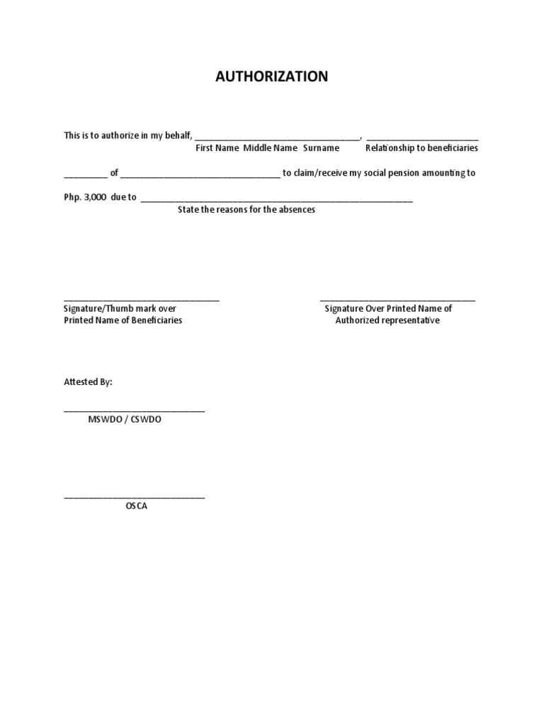 Senior Pension Claim Authorization | PDF