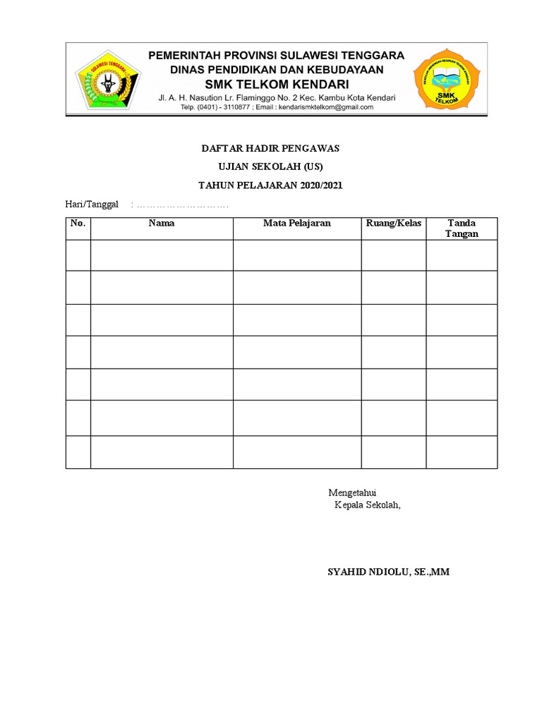 Daftar Hadir Pengawas | PDF