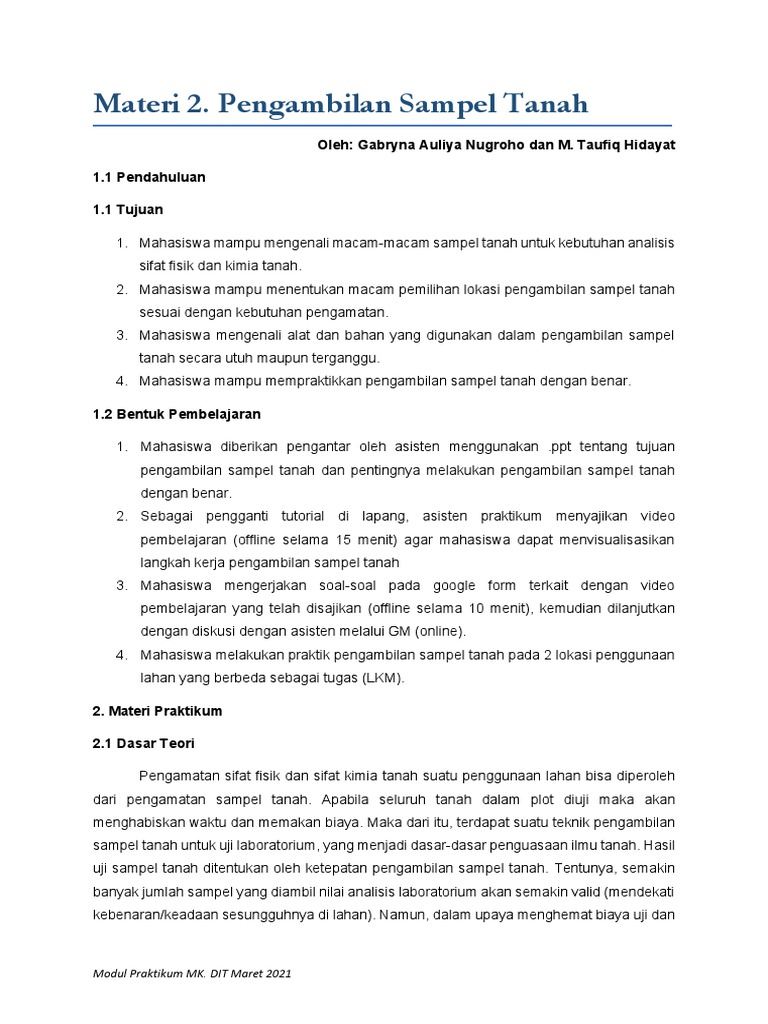 Modul 2. Pengambilan Sampel Tanah | PDF