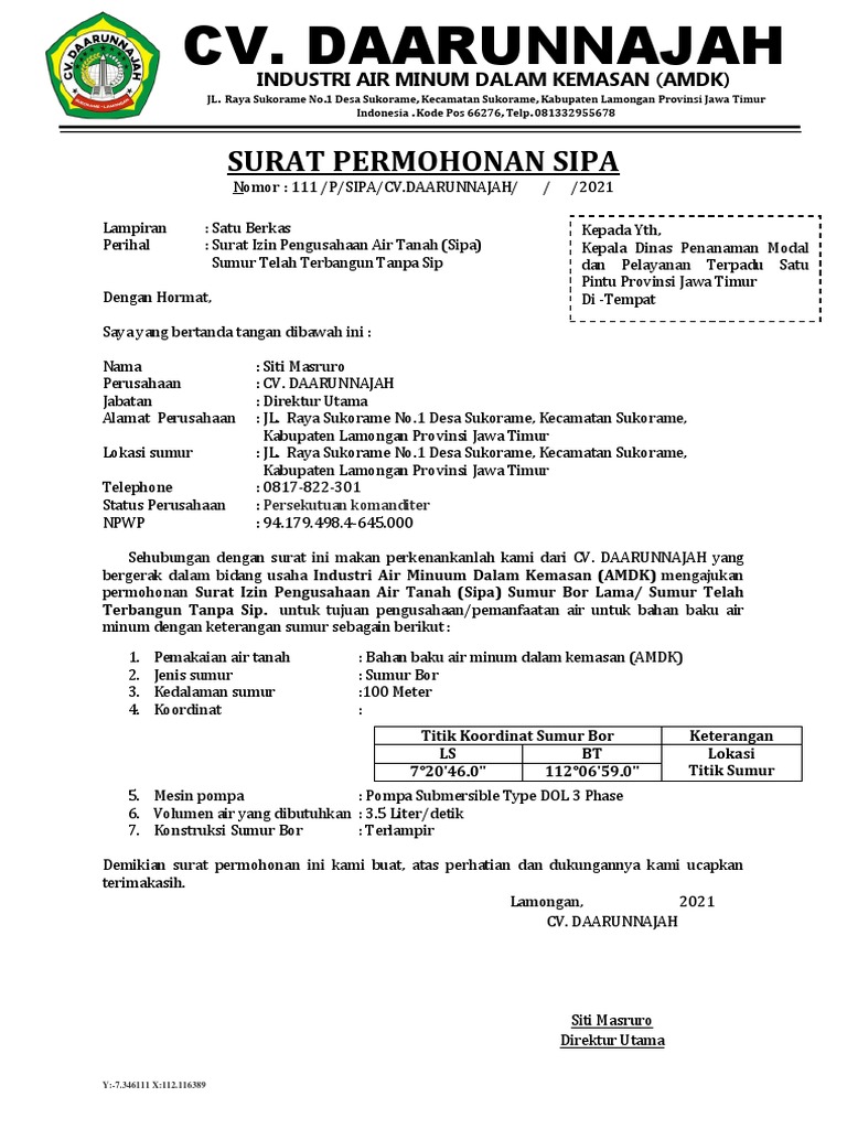Contoh Surat Permohonan Sipa | PDF