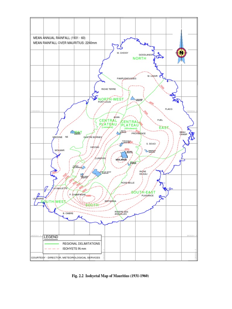 North: Mean Rainfall Over Mauritius: 2260Mm Mean Annual Rainfall (1931 ...