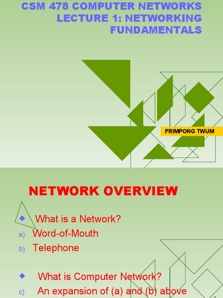 CSM 478 Lecture1 | PDF | Network Topology | Transmission Medium