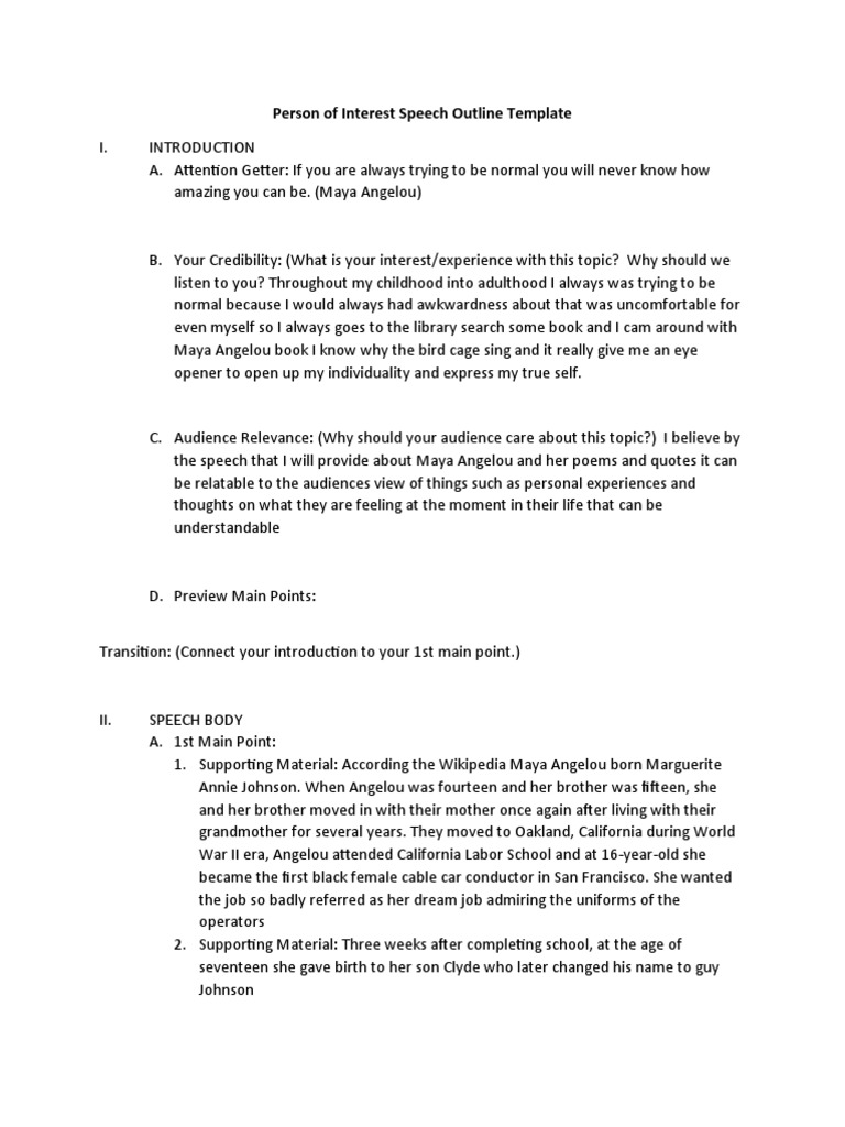Module3-Person of Interest Speech Outline Template | PDF | Maya Angelou