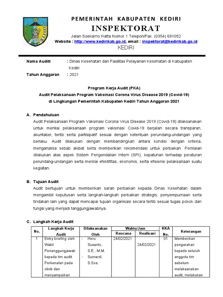Draf PKA Audit Vaksinasi 2021 | PDF