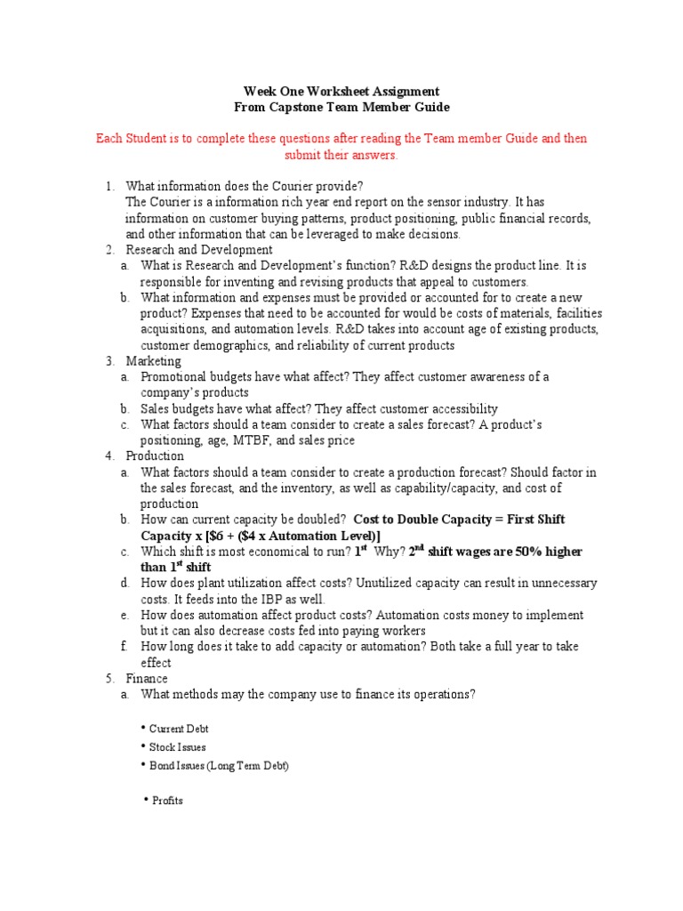 Week One Worksheet Assignment-6 | PDF | Pro Forma | Inventory