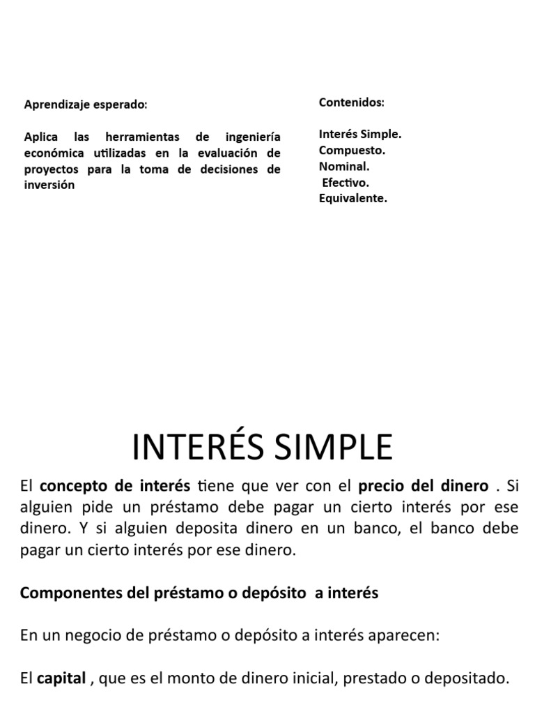 Interés Simple y Compuesto en Finanzas | PDF | Tasa de porcentaje anual ...