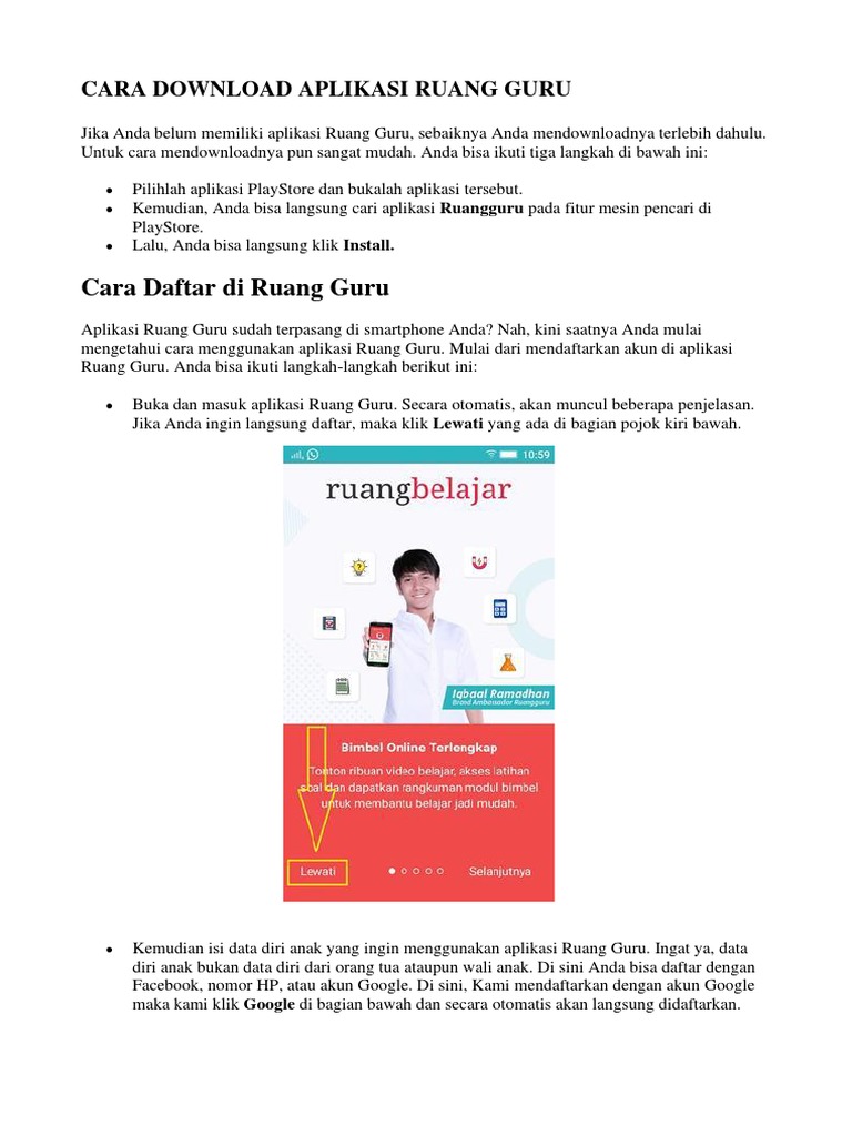 Tutorial Menggunakan Ruang Guru | PDF