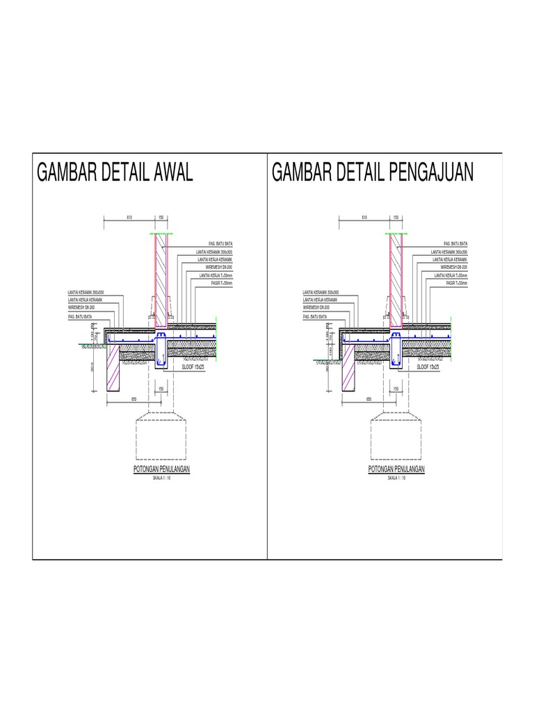 Plot Pondasi Water Tank Dan Ruang Pompa (Edited REV - 2) - DeTAIL | PDF