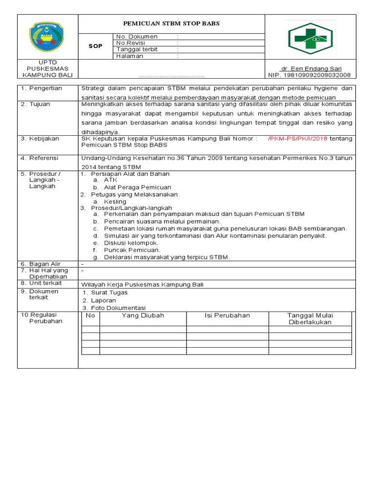 Sop Pemicuan STBM Stop Babs | PDF