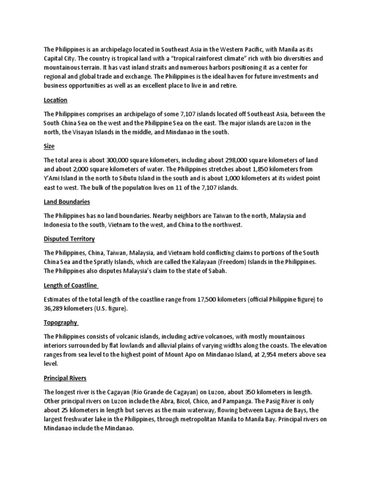Philippines: Archipelago in Southeast Asia | PDF | Geomatics | Geography