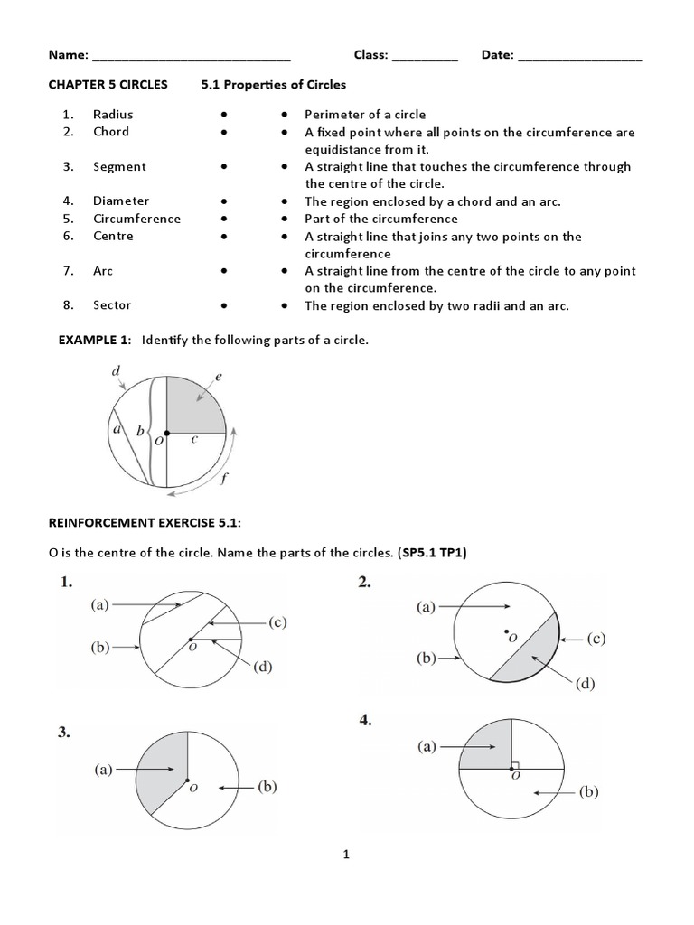 KSSM Maths Form 2 Chapter 5 5.1 5.2 Worksheet | PDF | Circle ...
