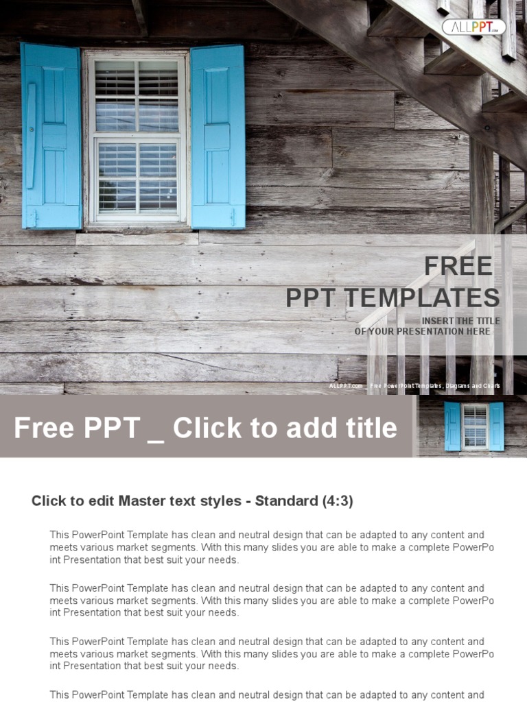 Wooden Window Shutters PowerPoint Templates Standard | PDF