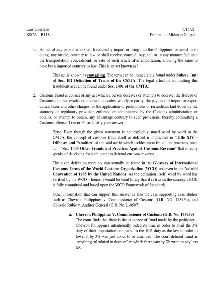 Prelim and Midterm Output - Guerrero | PDF | Asset Forfeiture | Fraud