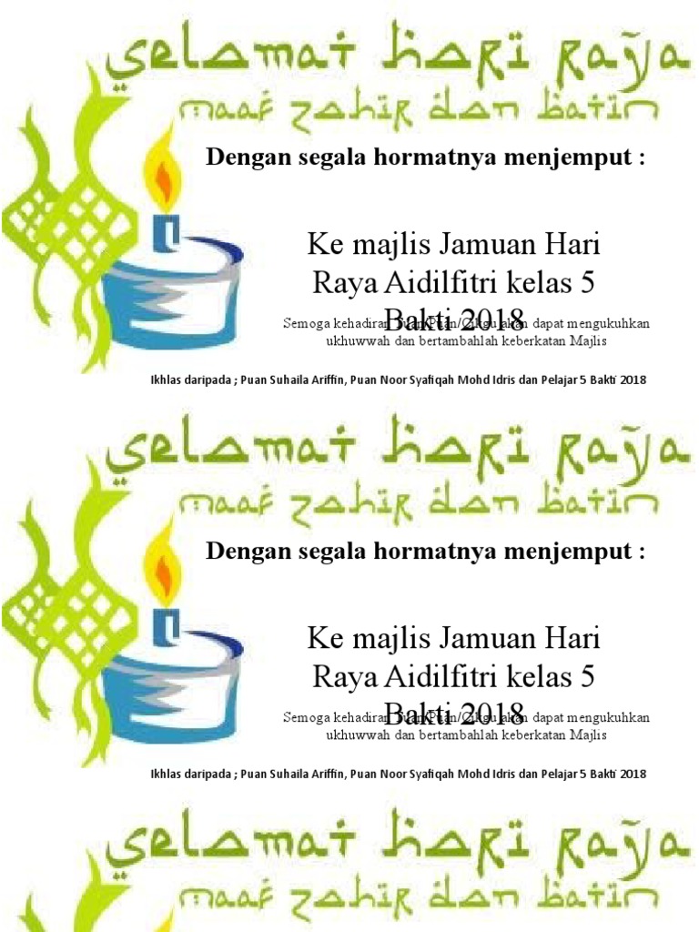 Kad Jemputan Raya KELAS | PDF