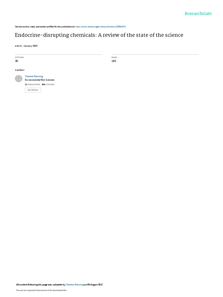 Endocrine Disrupting Chemicals Review | PDF | Hormone | Biology