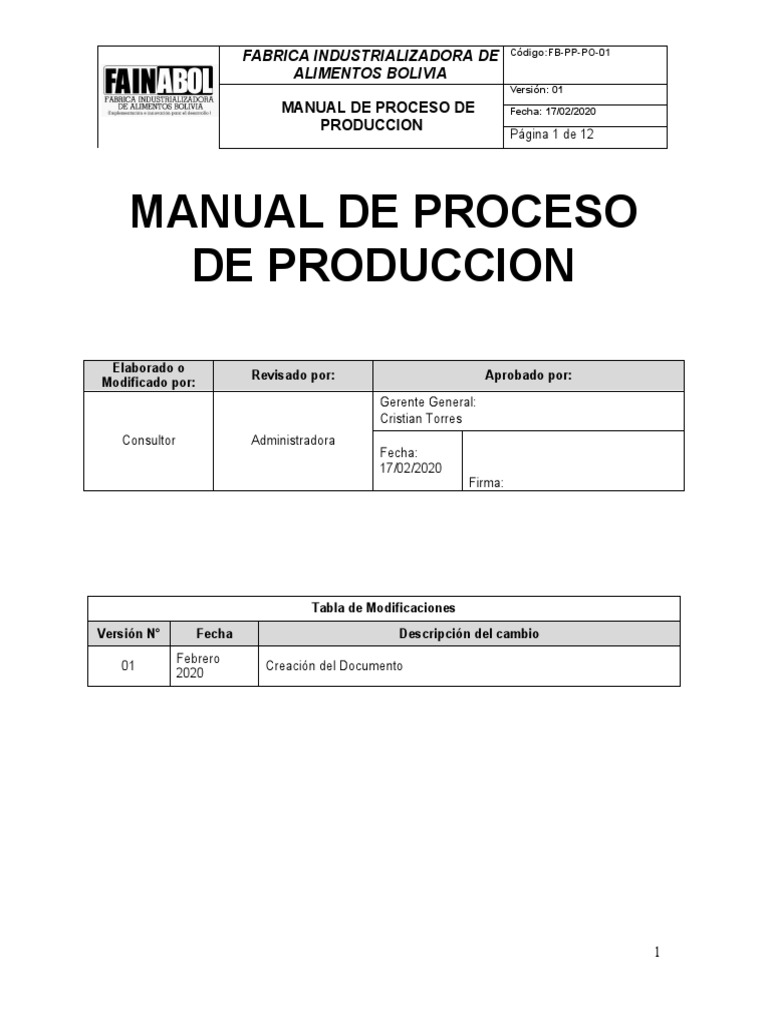 MANUAL DE PROCESO DE PRODUCCION Fainabol | PDF | Cereales | Maíz