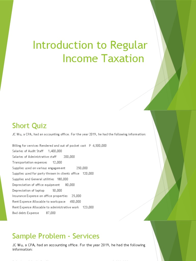 Introduction To Regular Income Taxation | PDF | Tax Deduction | Gross ...