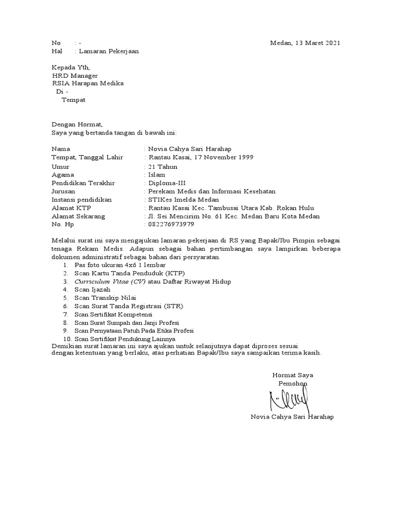 Lampiran Berkas Lamaran | PDF