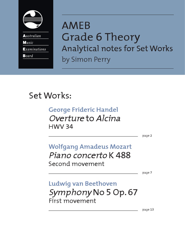 Grade 6 Theory: Set Works: To K 488 No 5 Op. 67 | PDF | Concerto | Tempo