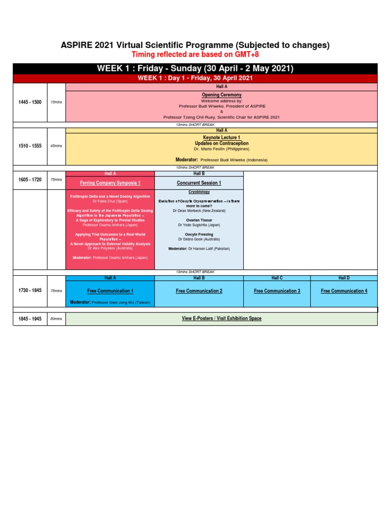 ASPIRE 2021 Virtual Program Structure For Virtual Platform As of 9 ...