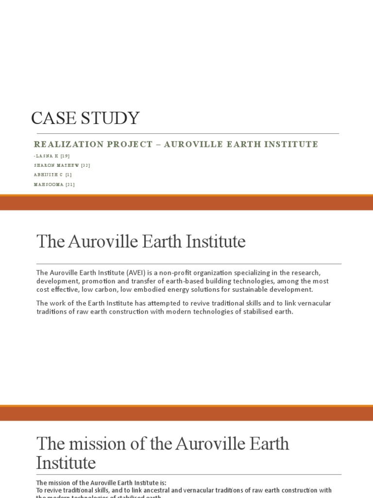 Case Study: Realization Project - Auroville Earth Institute | PDF ...