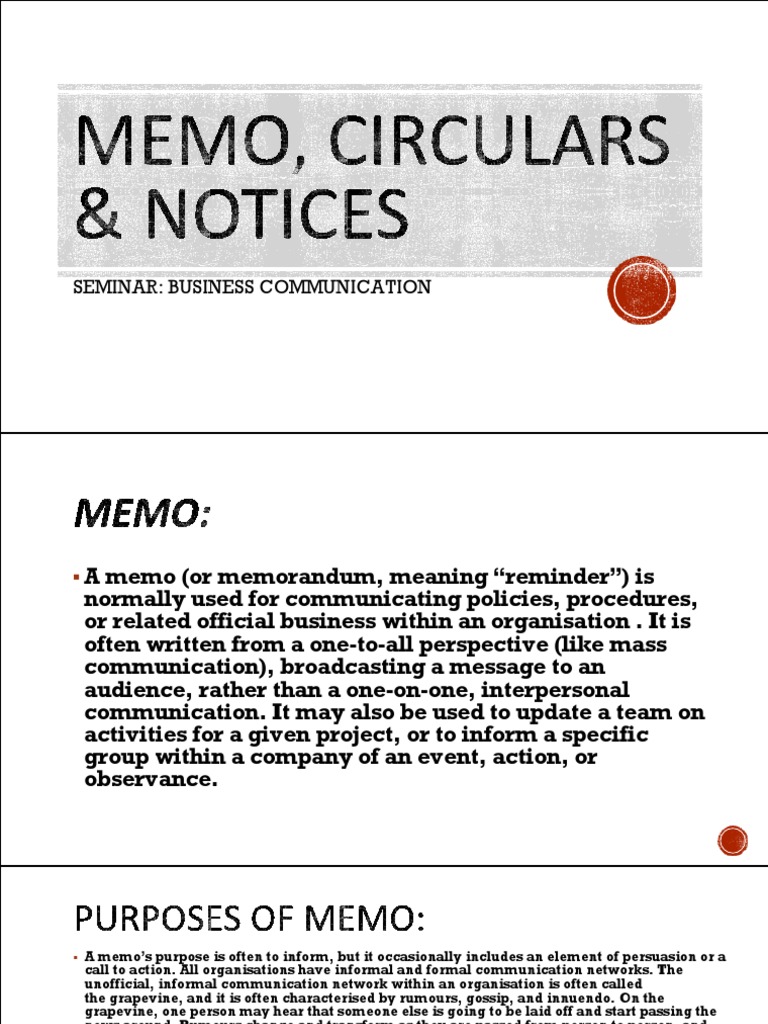 Memo, Circulars and Notices | PDF | Memorandum | Newspapers