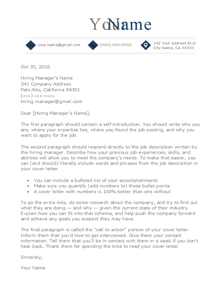 Penthouse Cover Letter Template Dark Blue | PDF